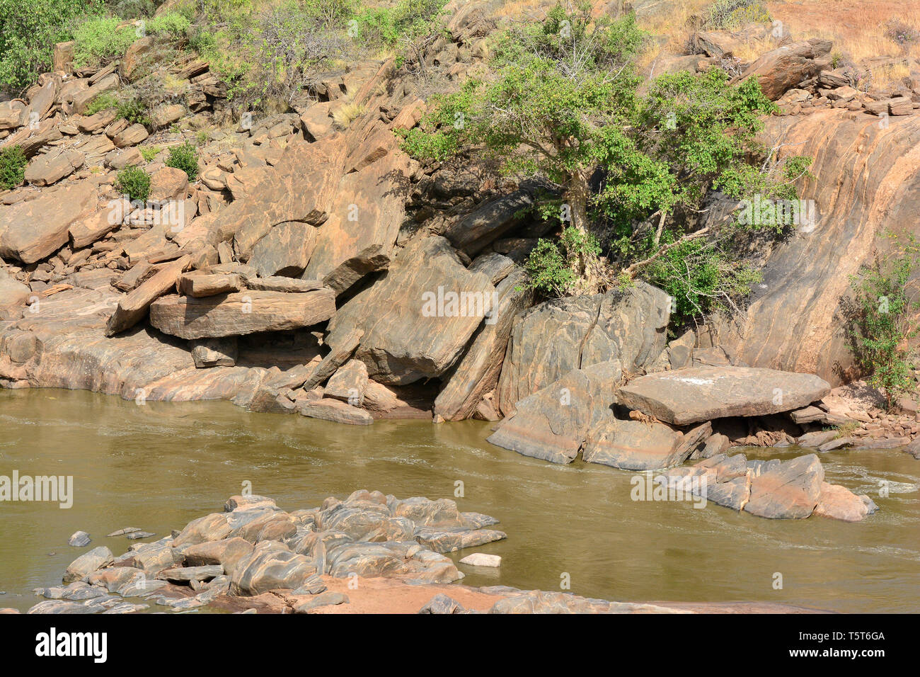 River Galana, Lugards Falls, Kenya, Africa, Galana folyó, Lugards ...