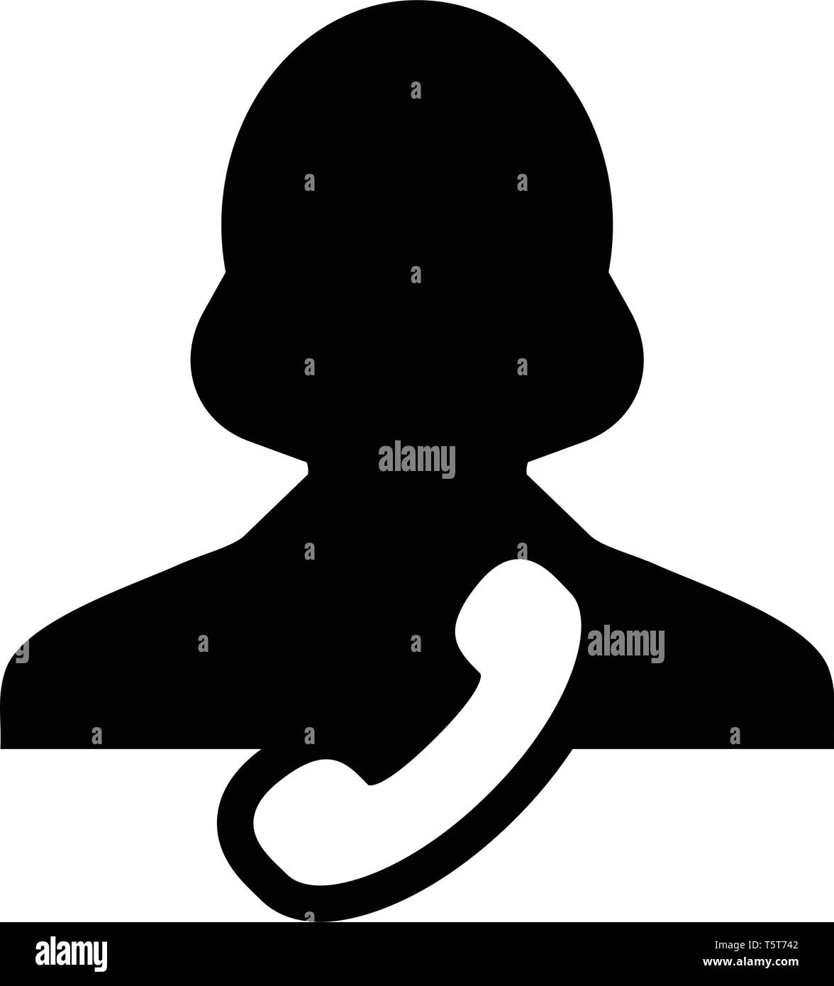 Support icon vector female user person profile avatar with phone symbol ...