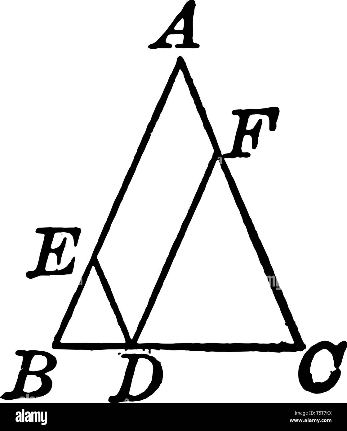 An image showing ABC isosceles triangle with parallelogram inside. Two ...