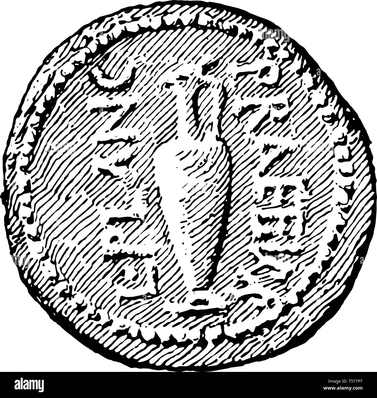 An image showing a coin with a picture of a jar, vintage line drawing ...