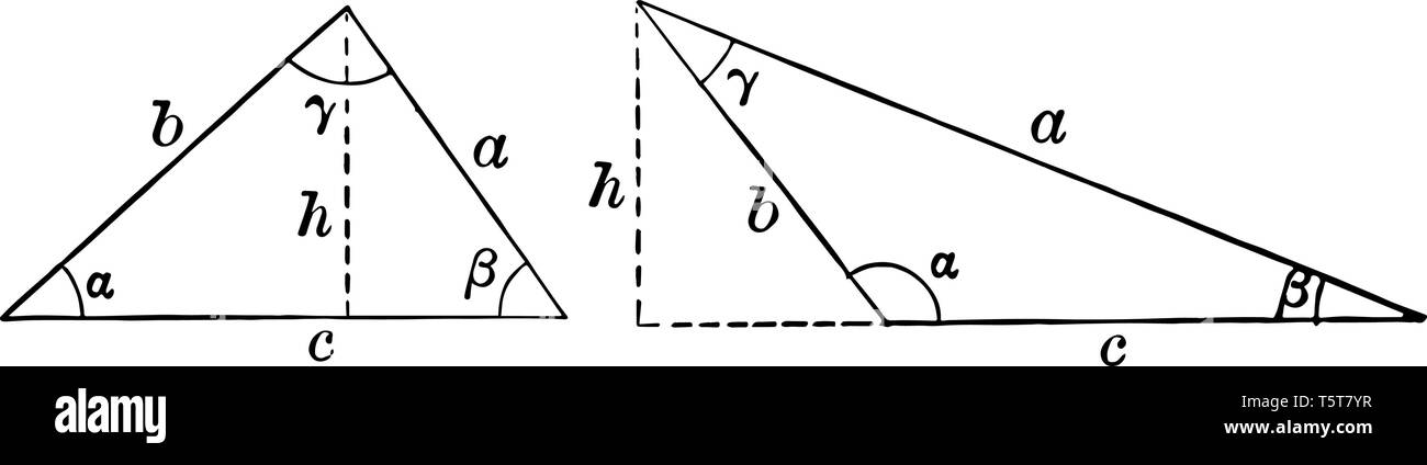 An image that shows the law of the sines. In this image, two triangles ...