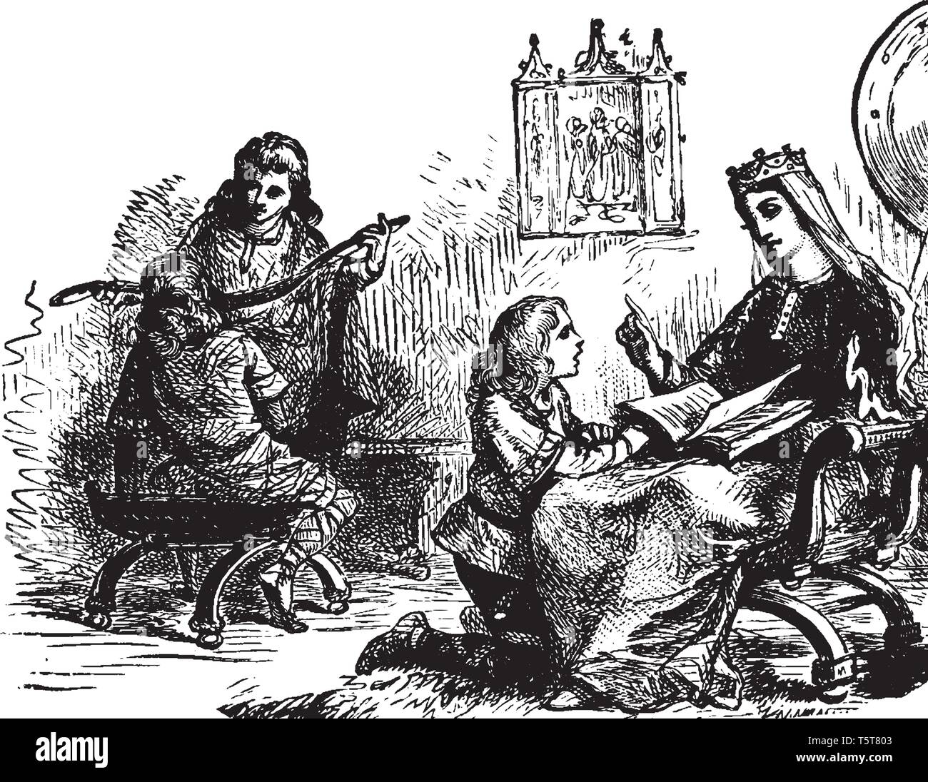 Socializing which is mix socially with others, vintage line drawing or ...