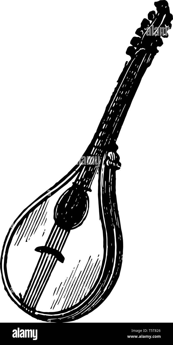 Cithern is a musical instrument having metal strings, vintage line ...