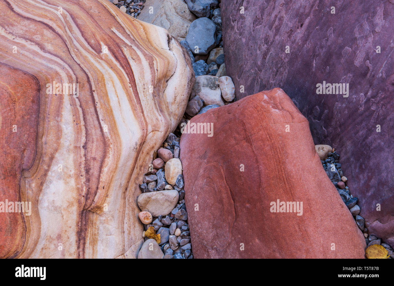 Colored stones in the bottom of a dry wash, Pine Canyon, Red Rock ...