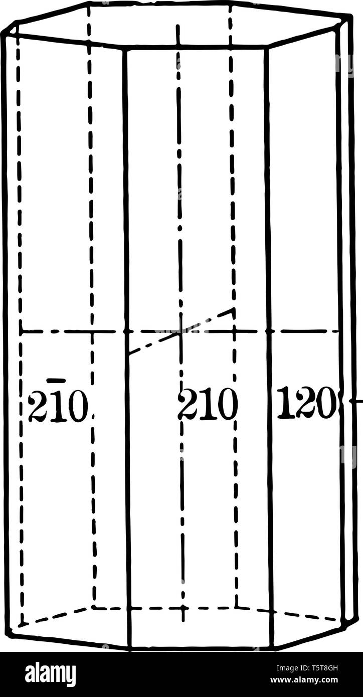 Ditetragonal prism with eight rectangular vertical faces, each of which ...
