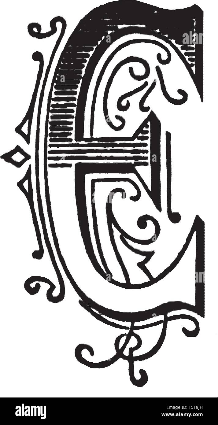 An ornamental and decorative letter O, vintage line drawing or ...