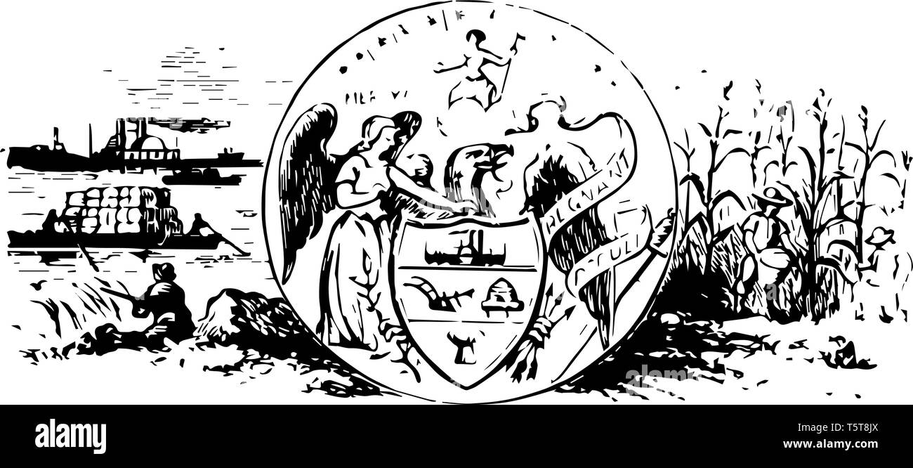 Great seal of Arkanas was designed and adopted in 1864. Its centeral ...