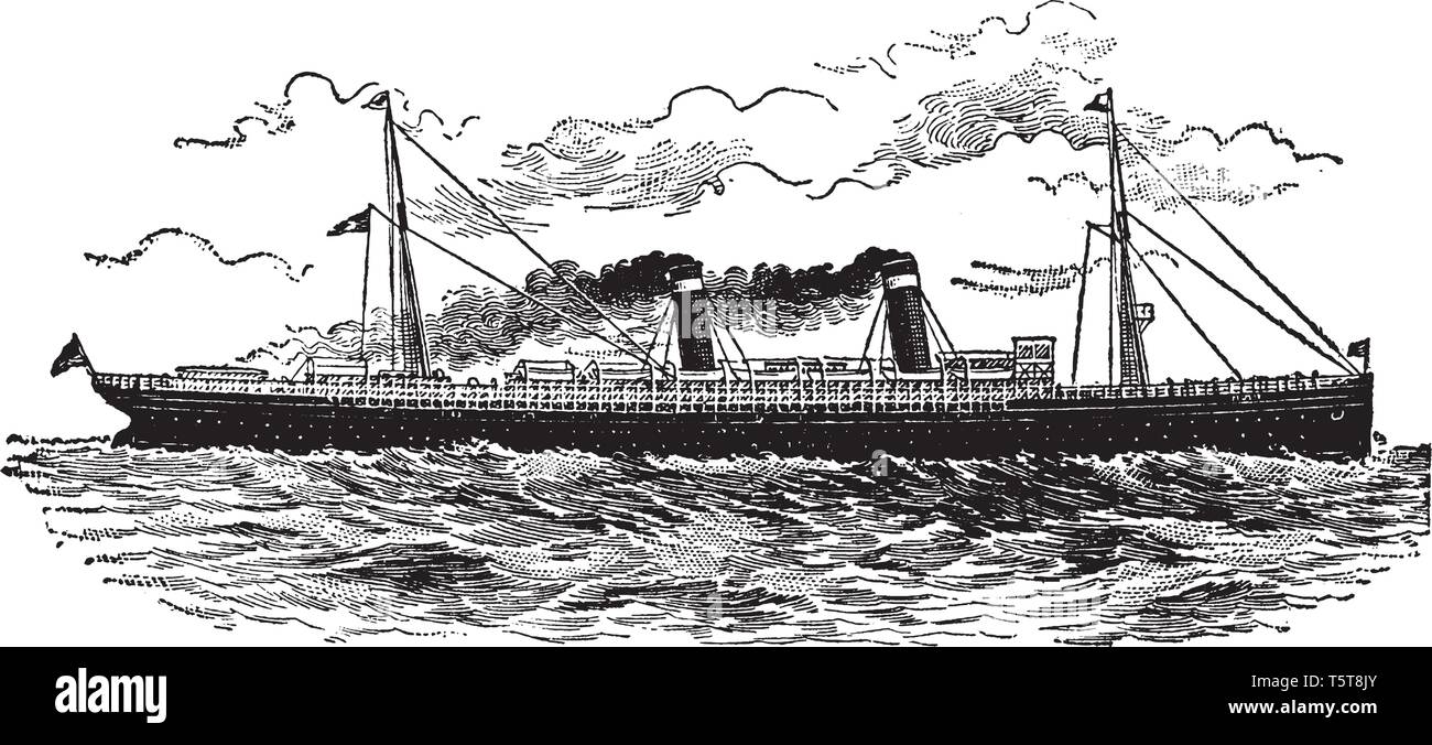 Modern Ocean Steamship is a boat or vessel propelled by steam acting ...