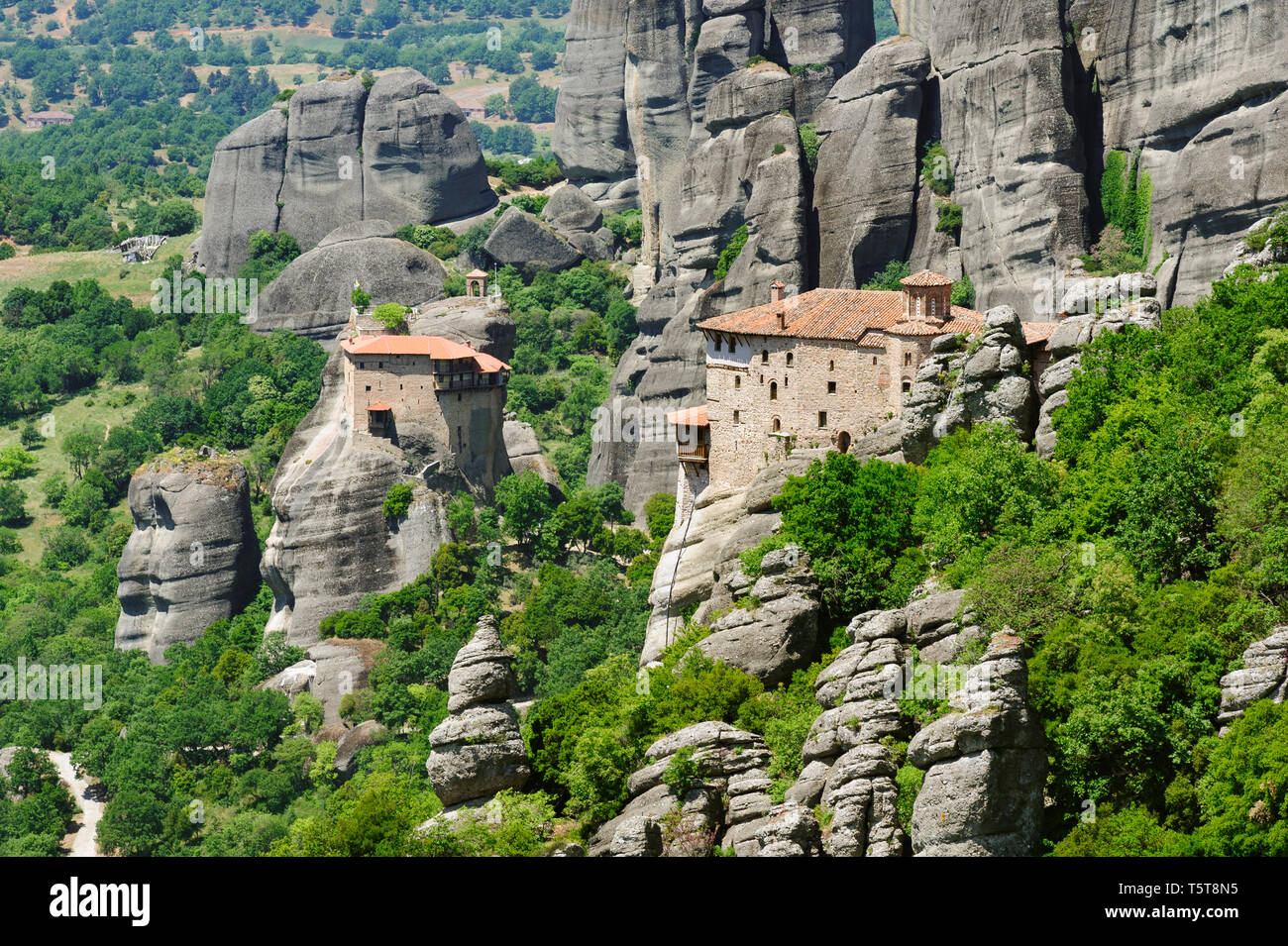 Meteora rocks near Kalambaka town, Greece Stock Photo - Alamy