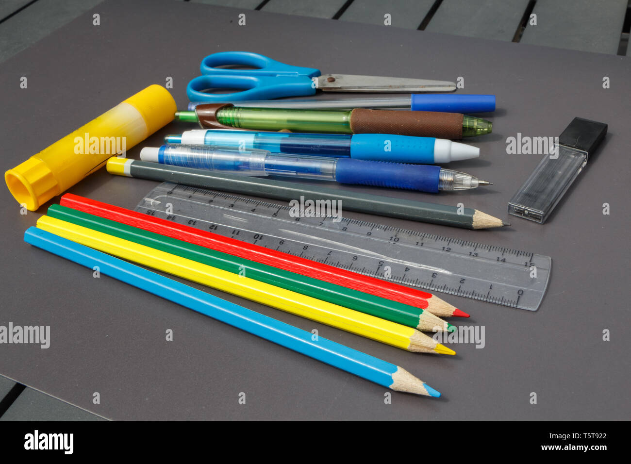 School supplies before the start of school year Stock Photo - Alamy