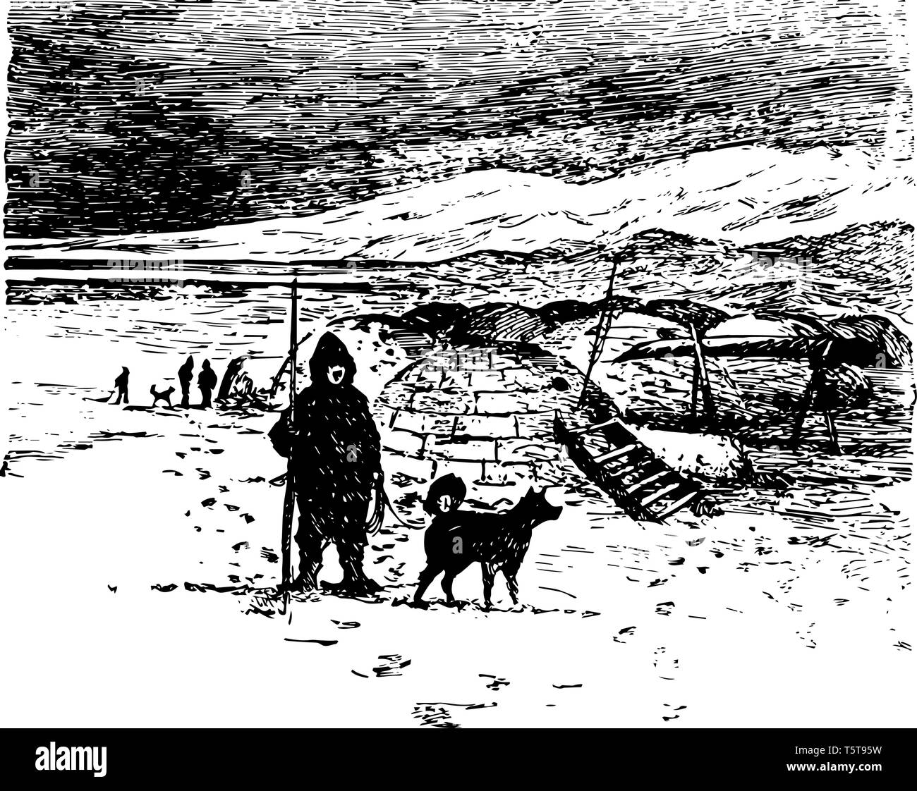 House snow illustration Black and White Stock Photos & Images - Alamy