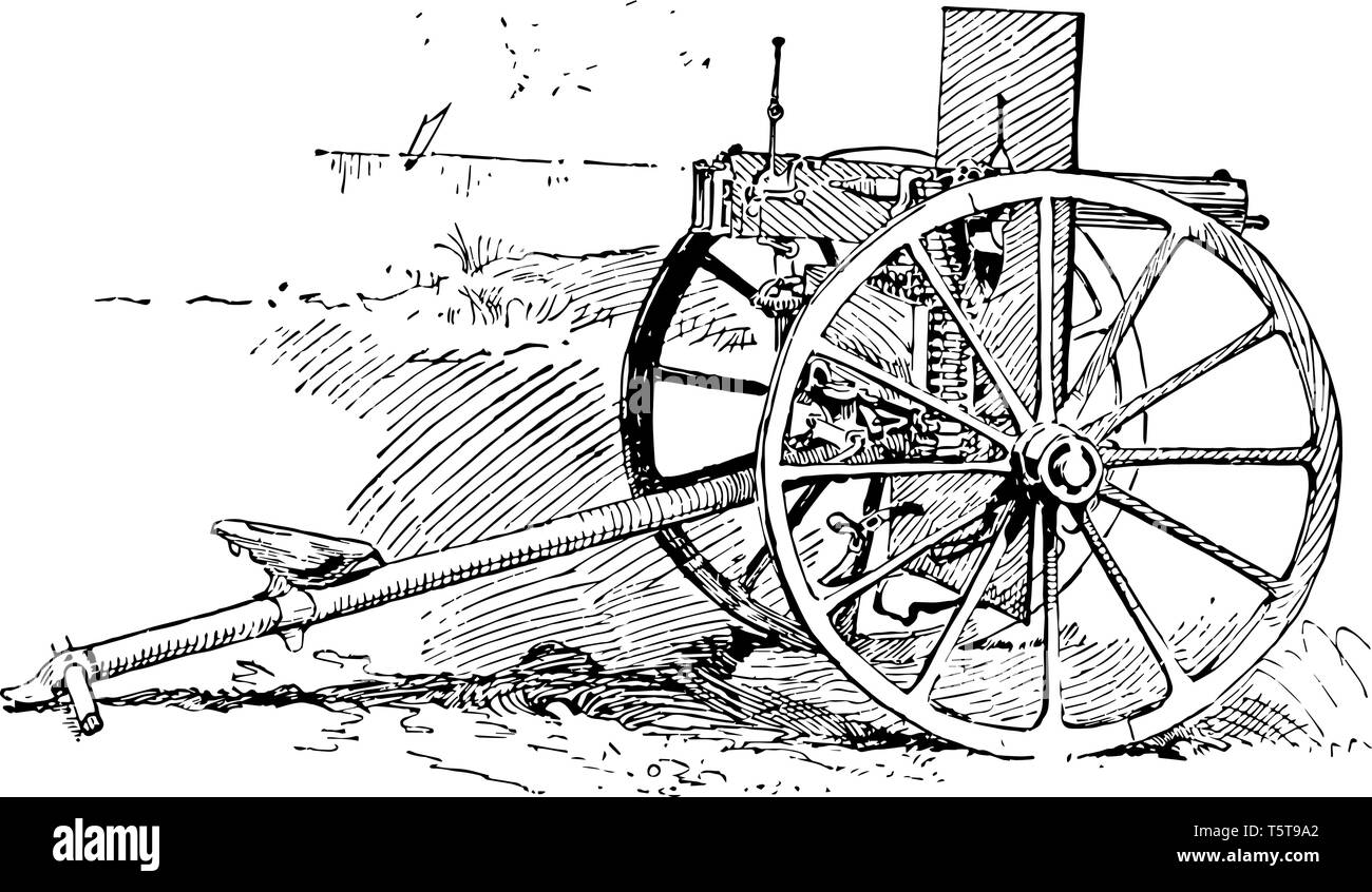 This image represents Field Gun is an artillery piece, vintage line ...