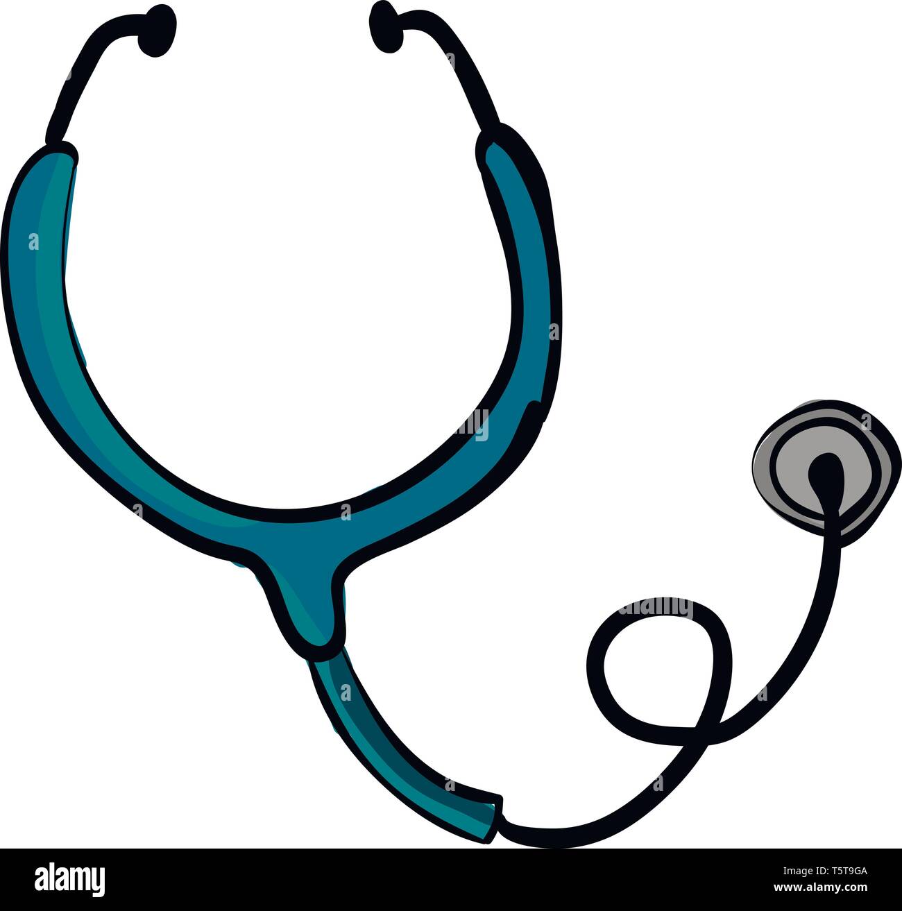 Vector illustration of a blue stethoscope on white background Stock ...