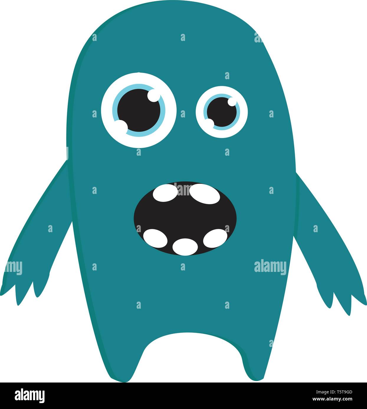 Turquoise monster with mouth wide open showing teeth vector ...