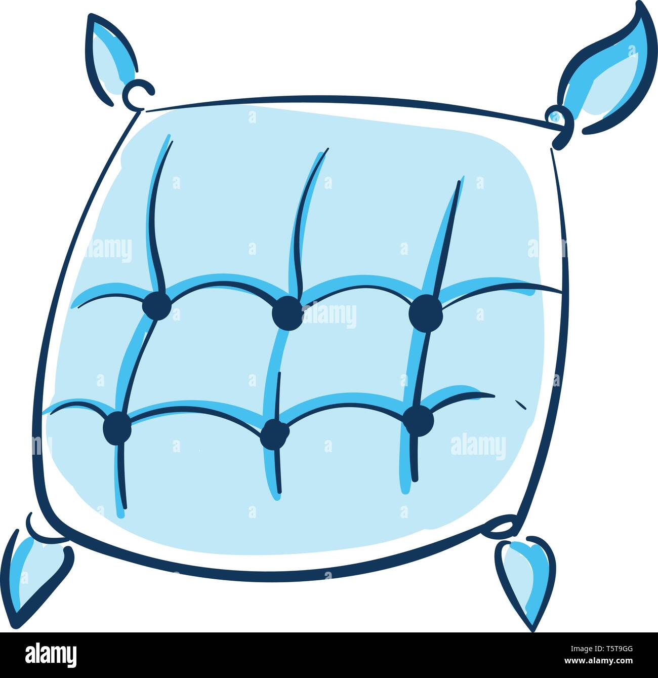 Vector illustration of a light blue pillow with dark blue buttons white ...