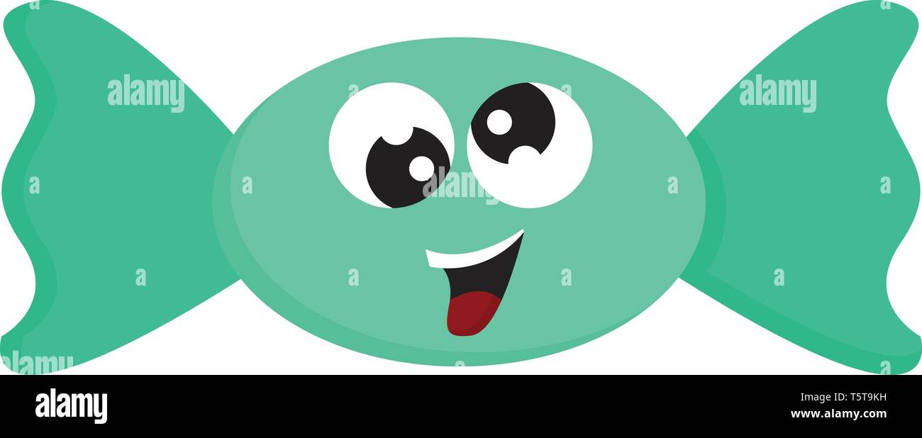 Turquoise happy wrapped candy vector illustration on white background ...