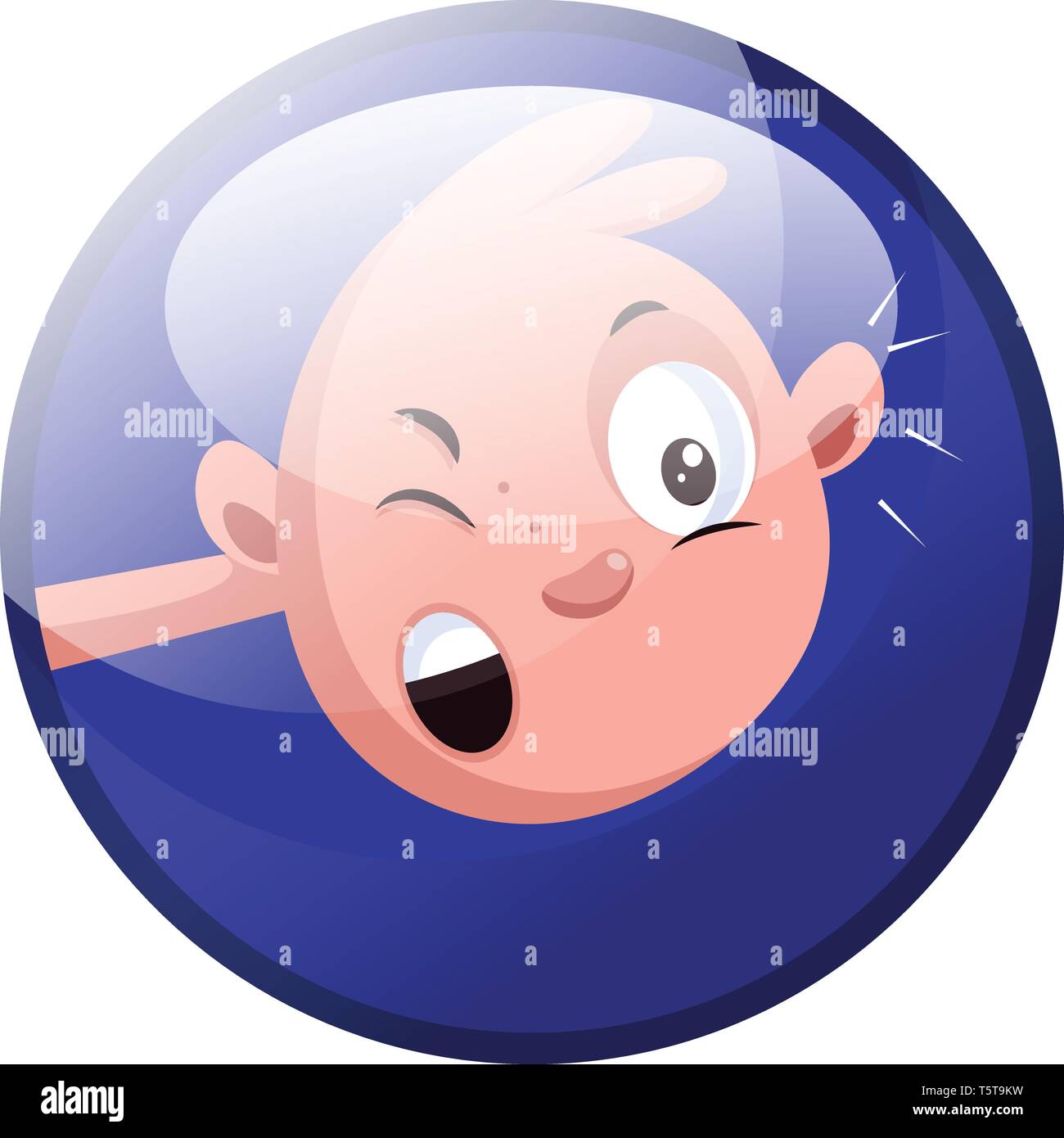 Cartoon character of baby vector illustration in deep blue circle on ...