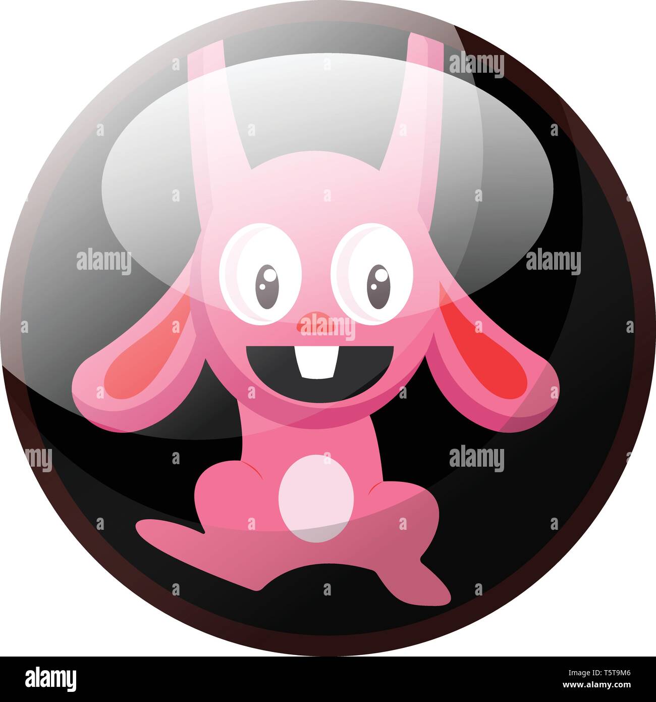 Cartoon character of a pink rabbit hanging vector illustration in black ...