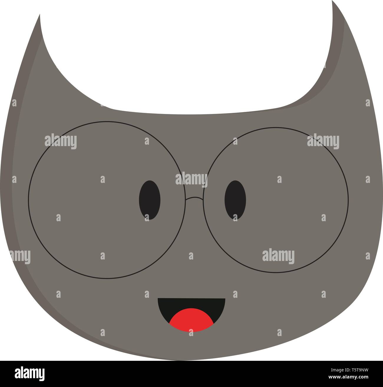Smiling grey cat with eyeglasses vector illustration on white ...
