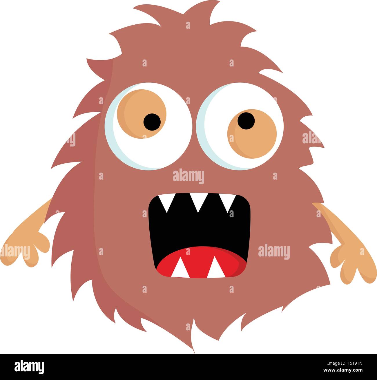 Brown crazy furry monster vector illustration on white background Stock ...