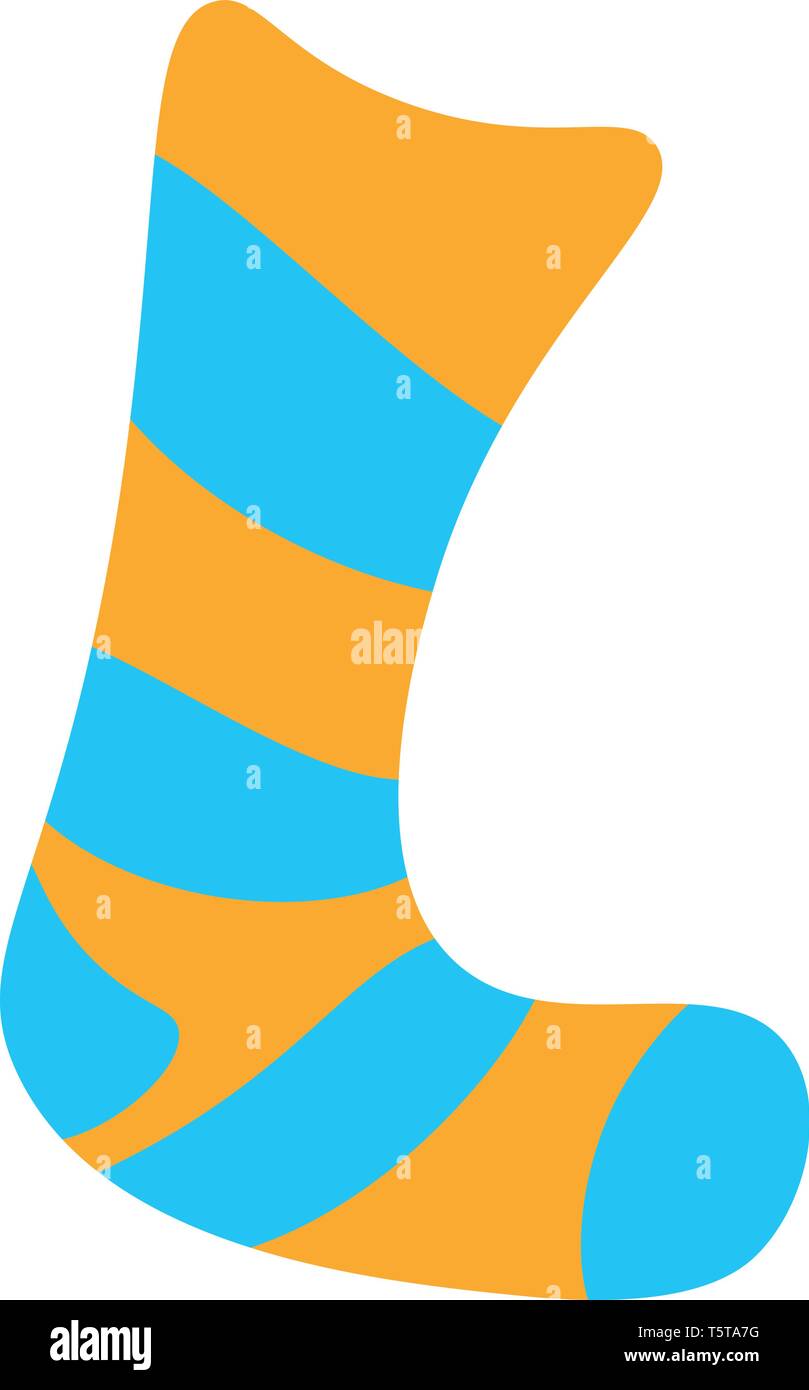 A blue and yellow stripe sock vector color drawing or illustration ...