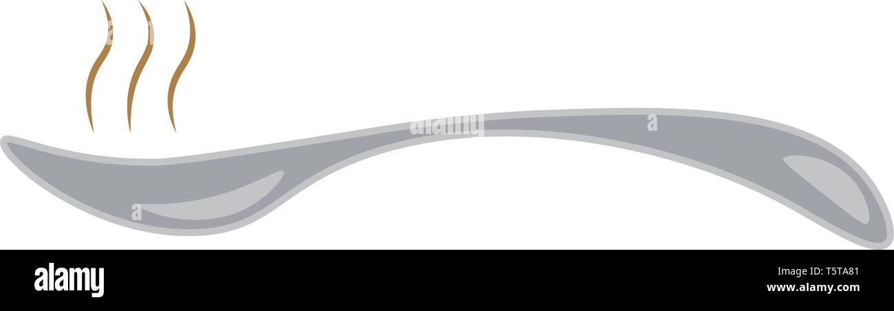 A gray spoon with hot flames coming out of it vector color drawing or ...
