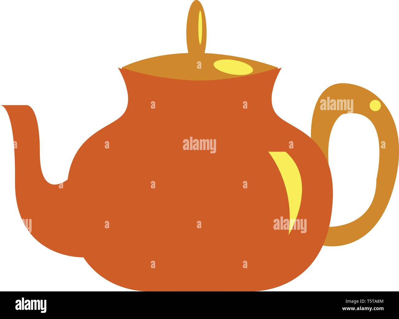 A orange tea pot with a yellow handle vector color drawing or ...