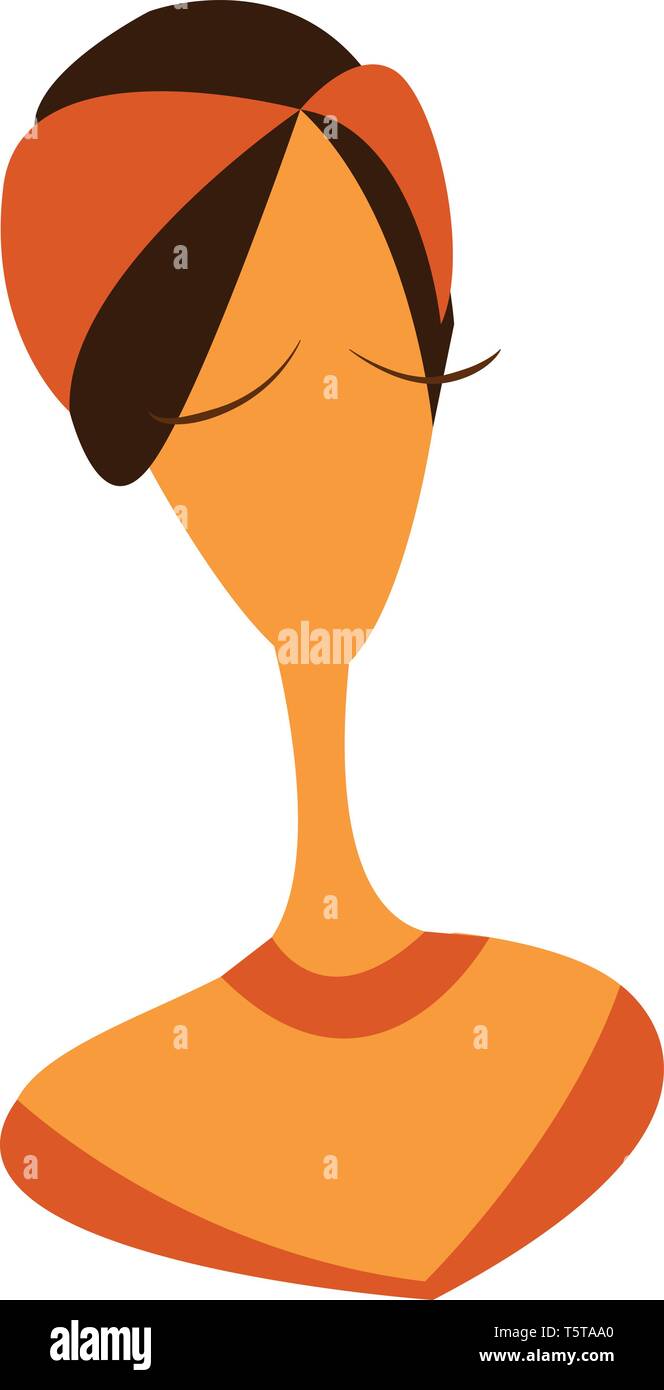 A woman with long neck wearing a brown bandana vector color drawing or ...