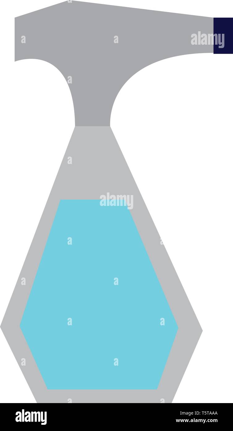 A transparent spray bottle with blue liquid inside vector color drawing ...