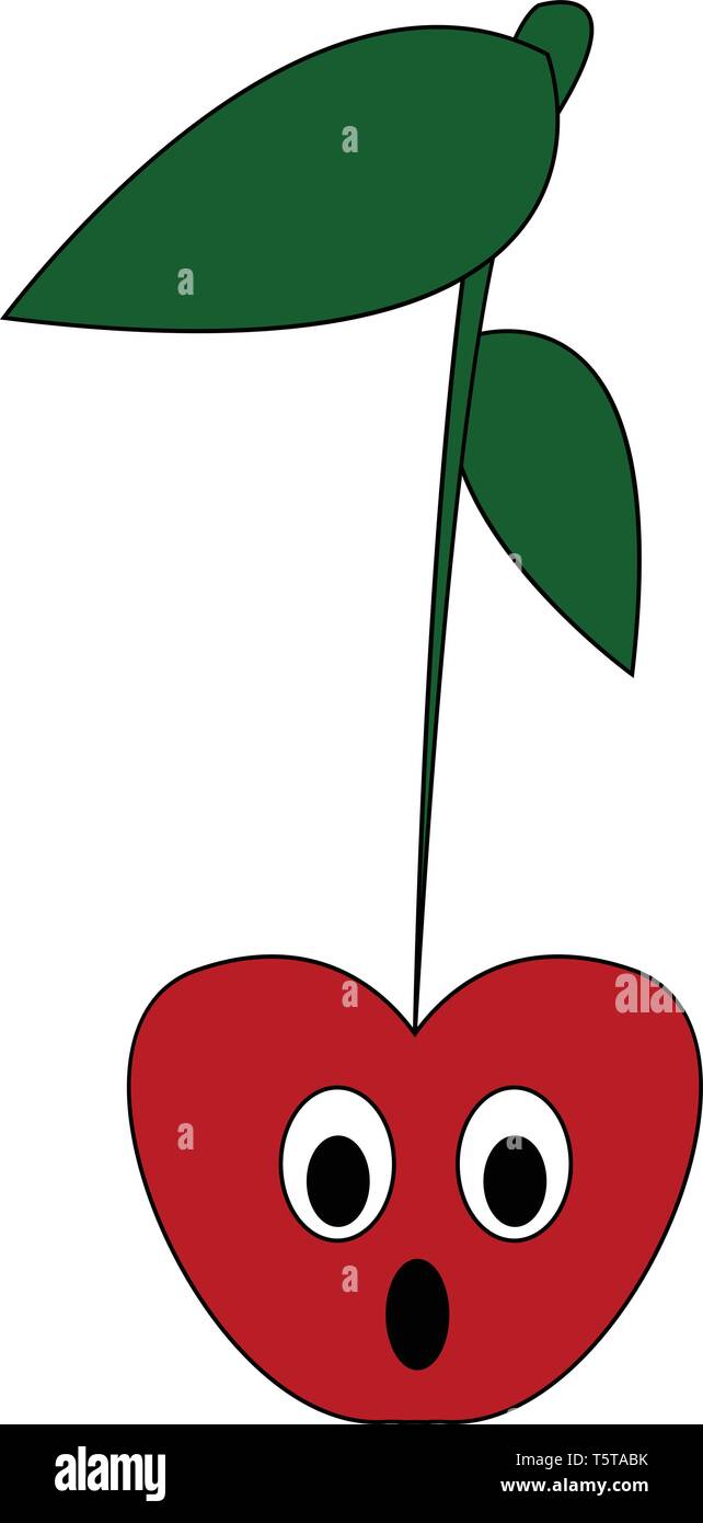 Surprised cherry with long stem vector or color illustration Stock ...