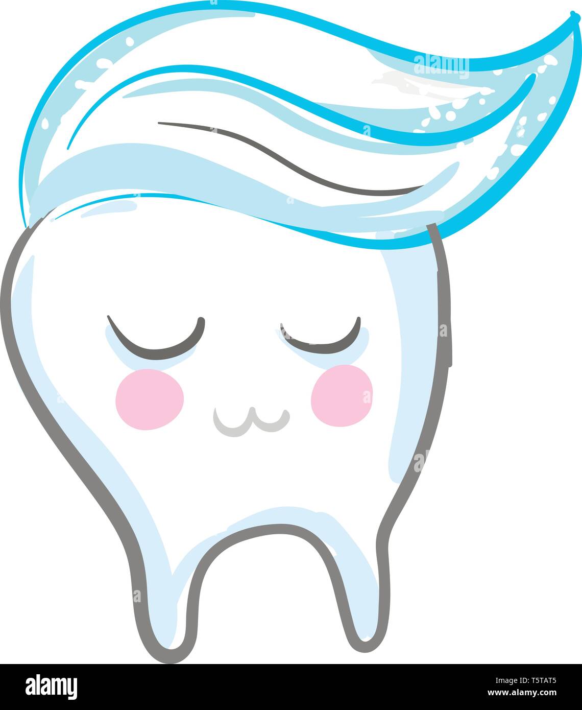 Toothpaste applied on a smiling tooth is ready to be brushed vector ...