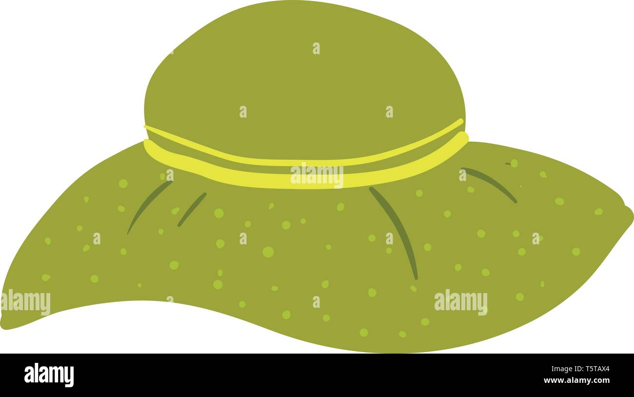 A green-colored cartoon hat of a woman inscribed with two layers of ...