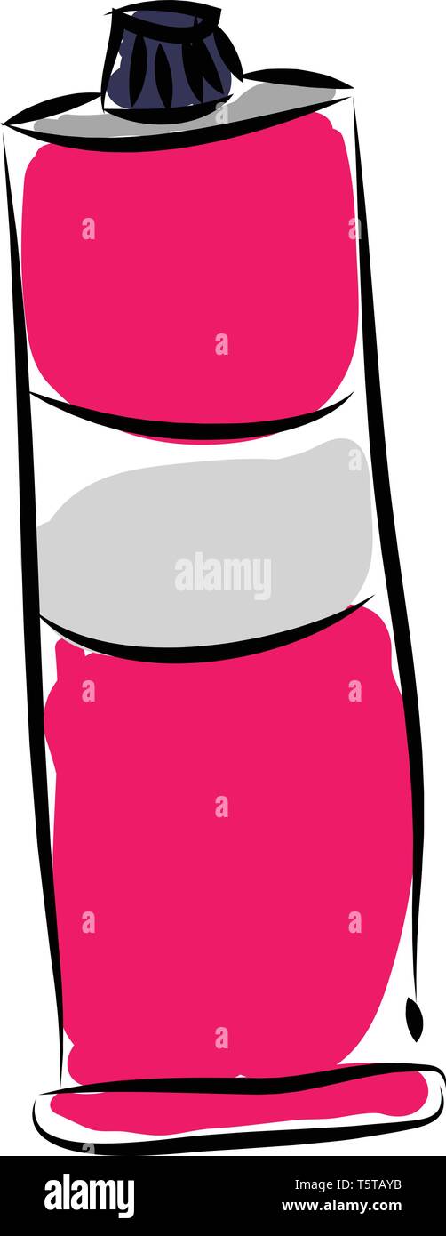 Pink paint tube with white label vector illustration on white ...