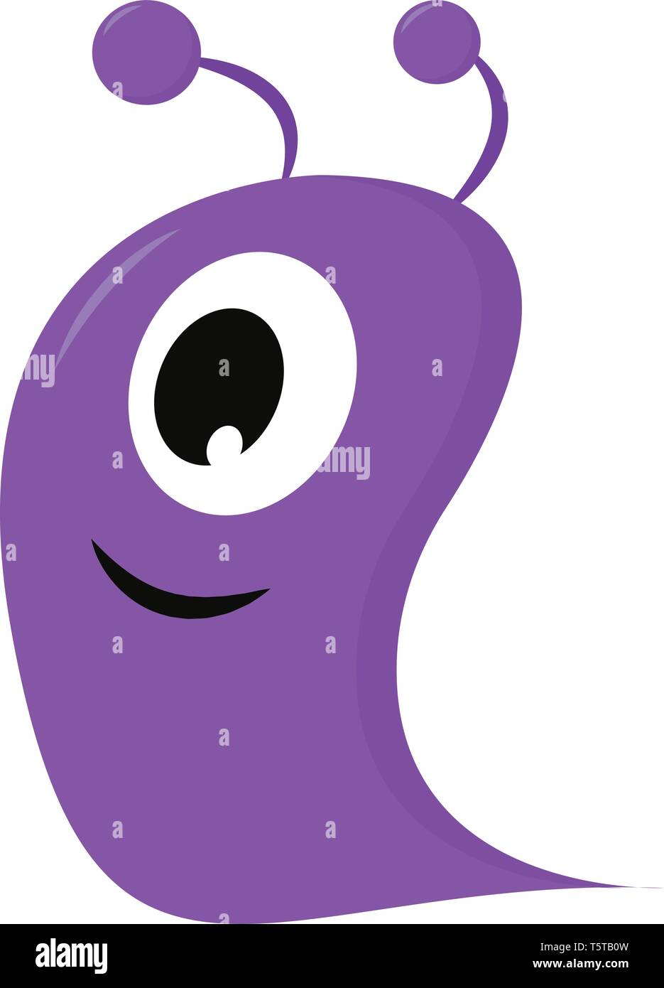One-eyed smiling purple blob monster vector illustration on white ...