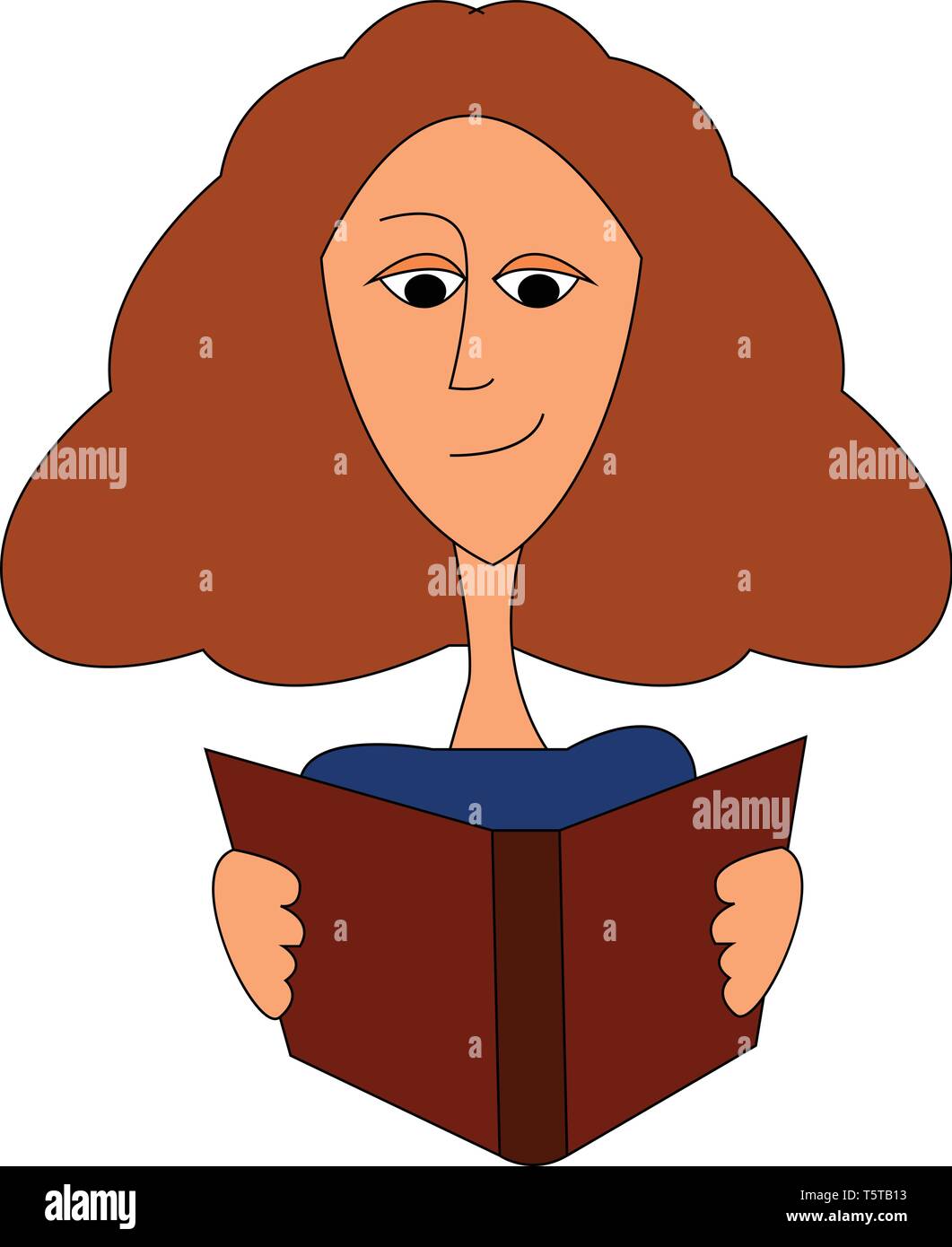 Vector illustration on white background of a girl reading a book Stock ...