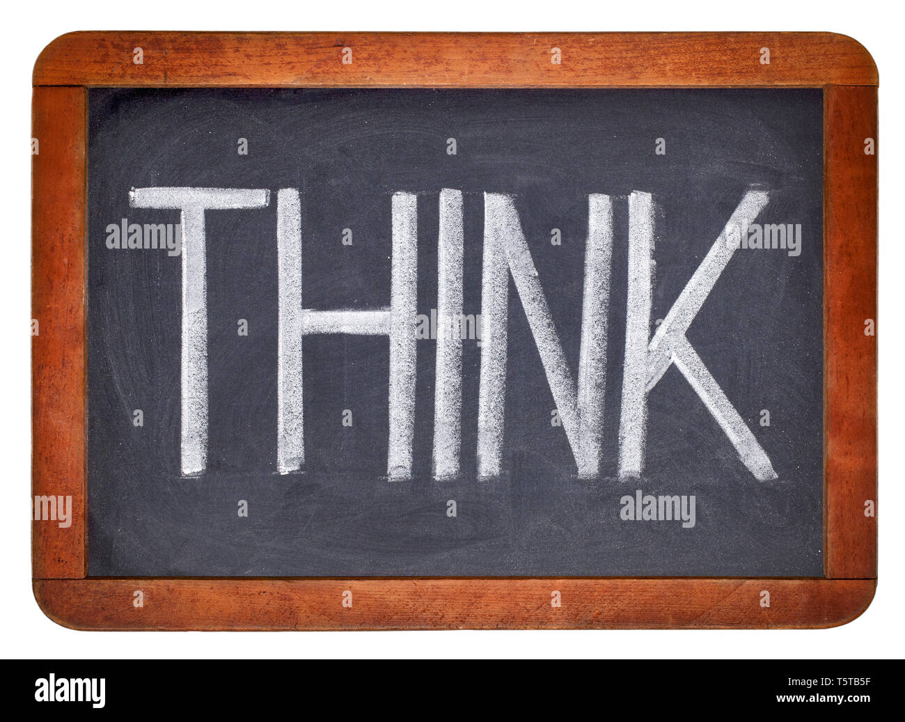 think word - big letters in white chalk on isolated vintage blackboard ...