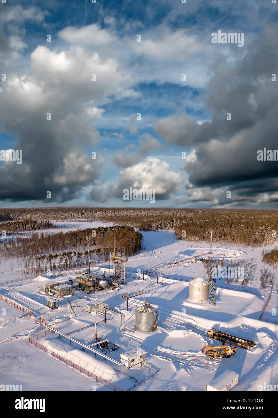 Oil and gas industry. Work of oil pump jack on a oil field ...