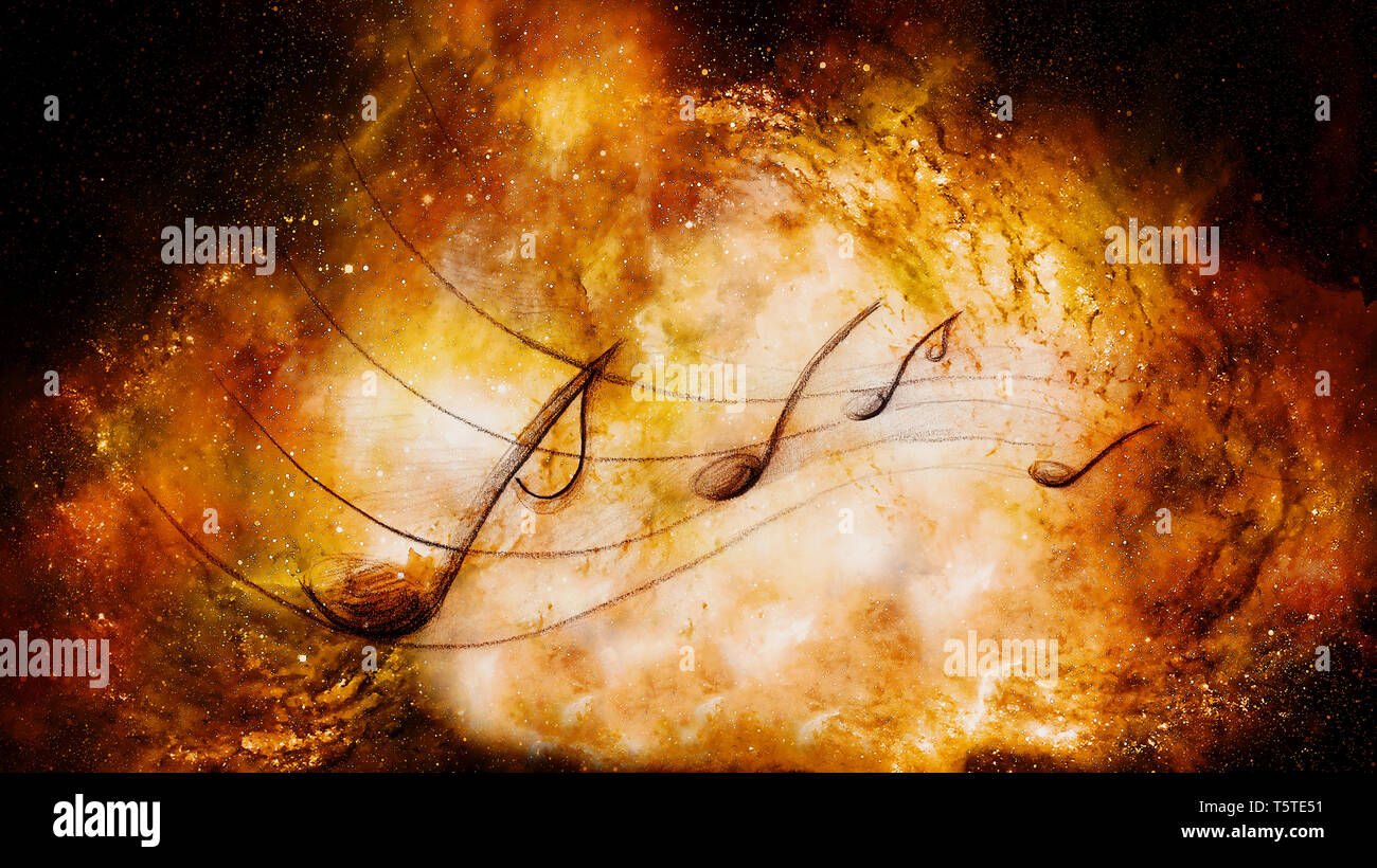 music notes in space. abstract color background. Music concept Stock ...
