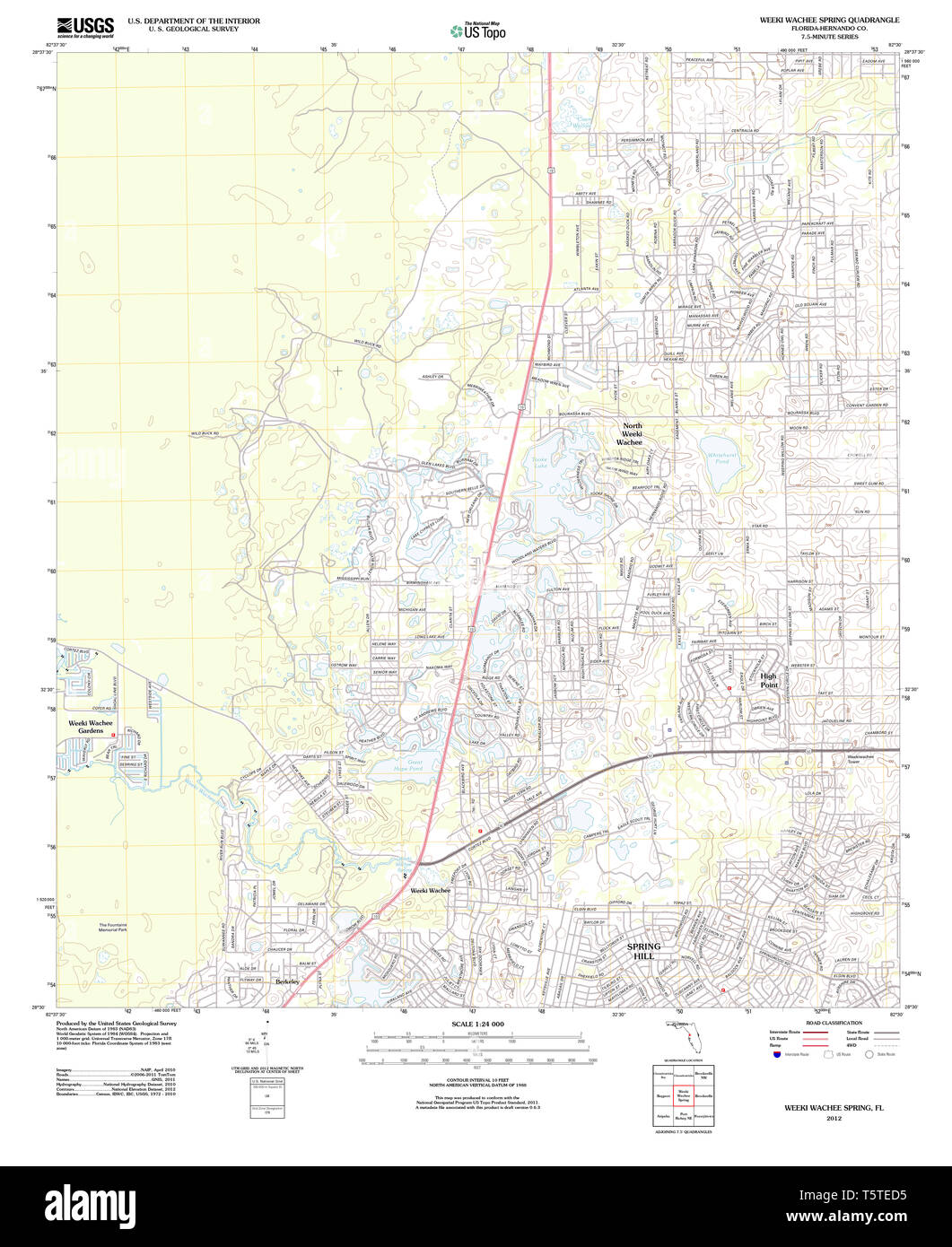 USGS TOPO Map Florida FL Weeki Wachee Spring 20120720 TM Restoration ...