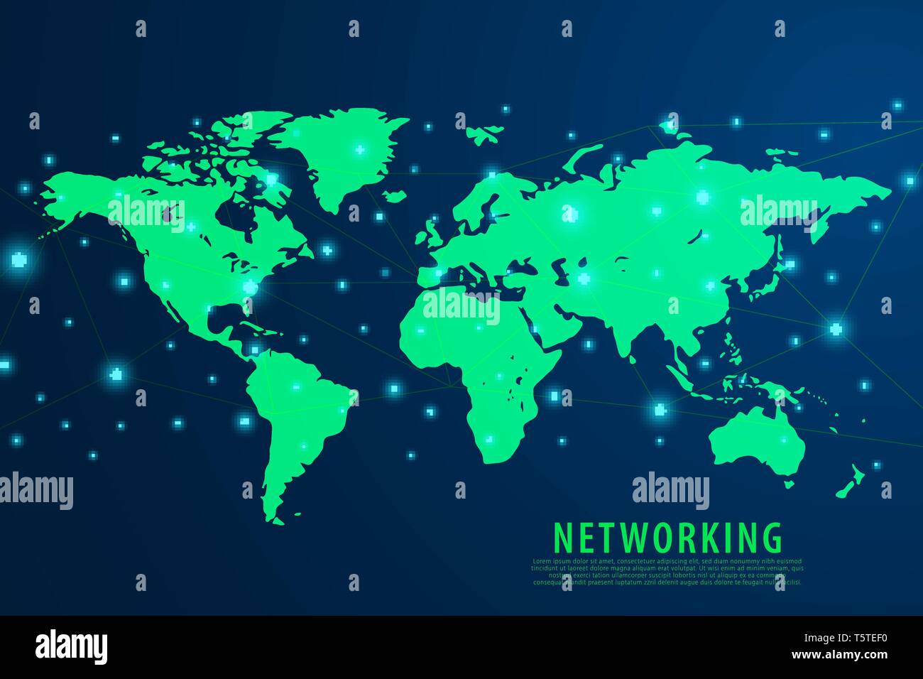 Global network connection background, green world map, vector ...