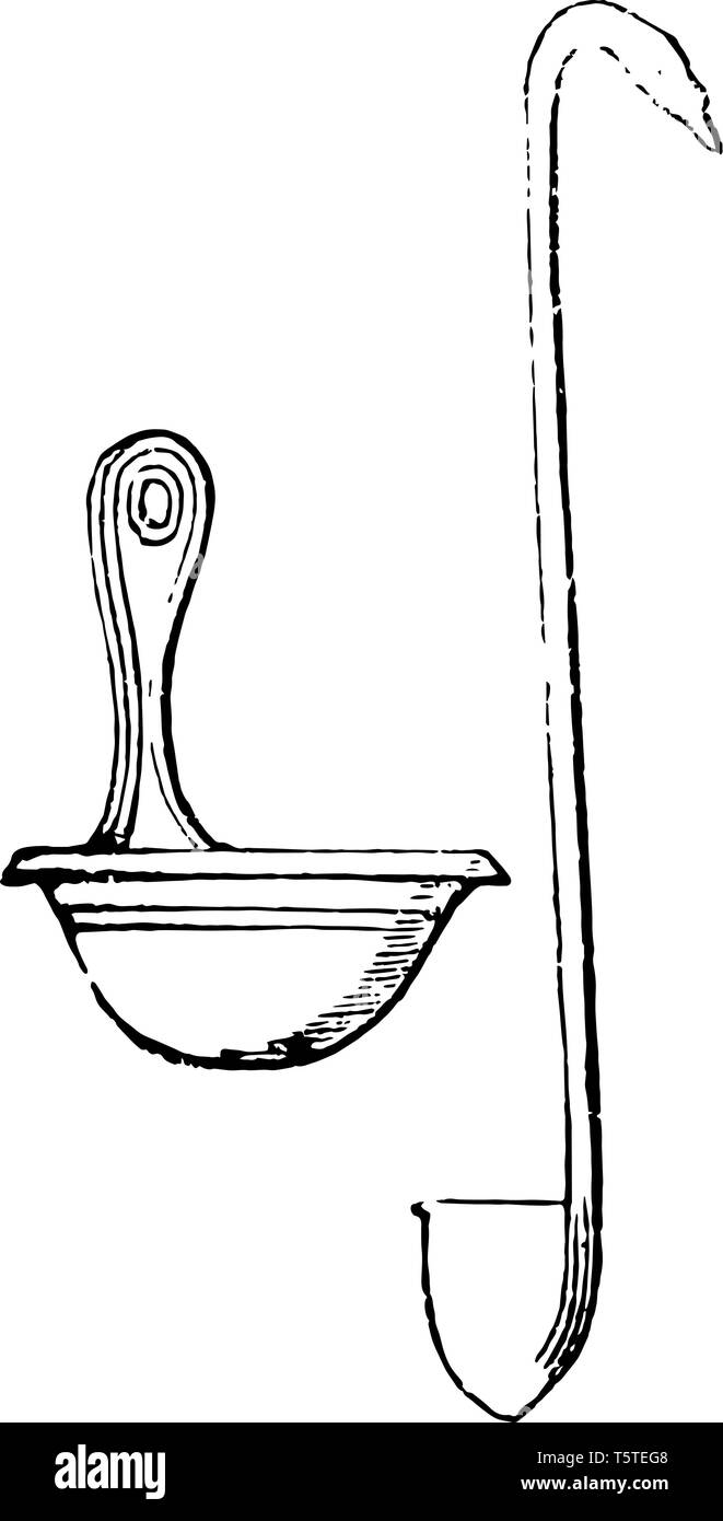 Cyathus is a small ladle used to draw liquid, vintage line drawing or ...