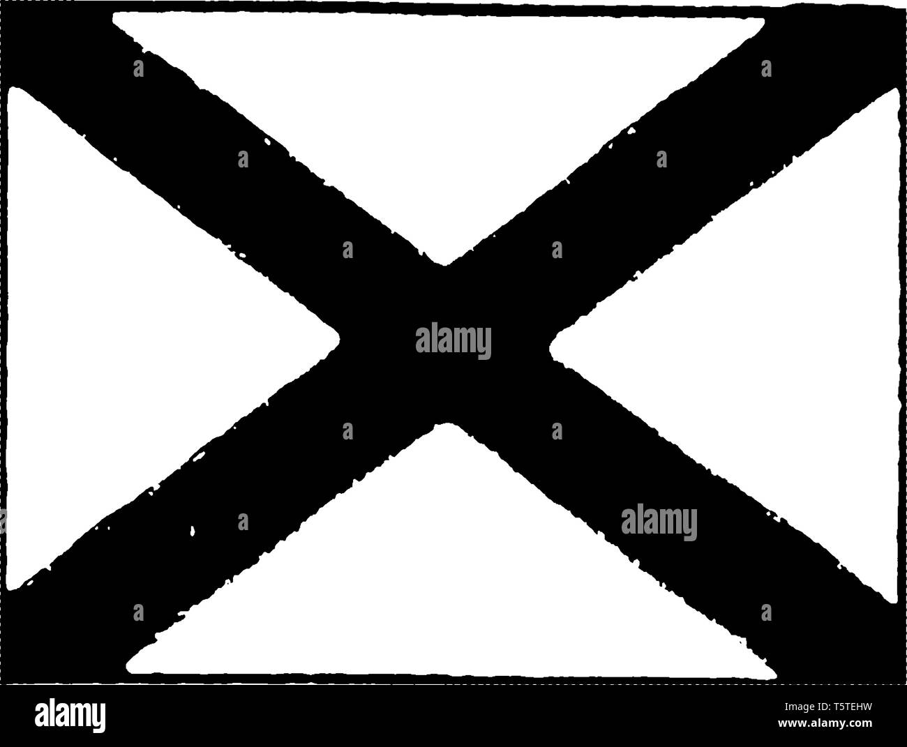 This image represents Russian Naval Flag, vintage line drawing or ...