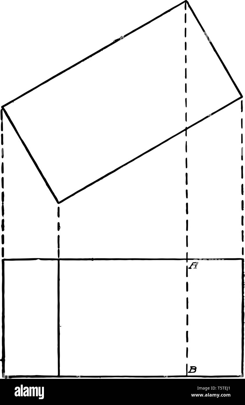 The image shows projections of a prism or rectangular block, vintage ...