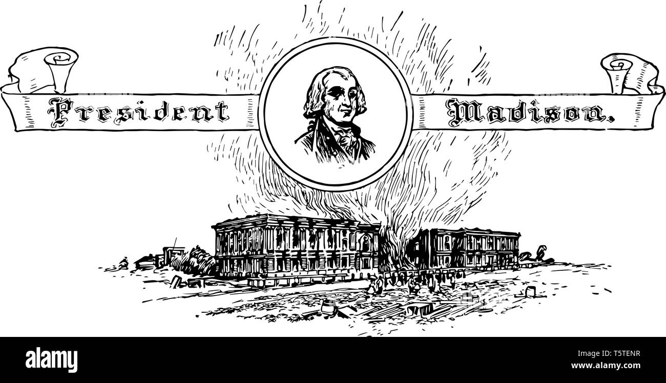 President Madison served as 4th President of United States vintage line ...