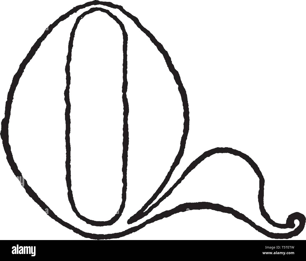 An old English letter Q, vintage line drawing or engraving illustration ...
