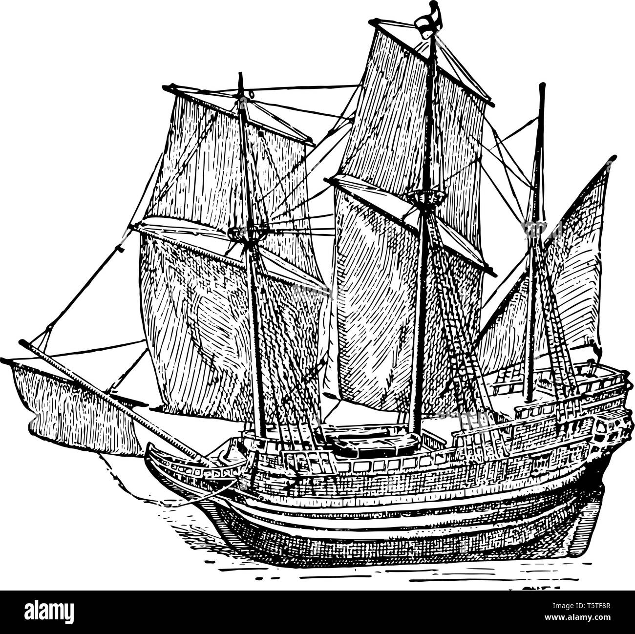 Mayflower was a ship with a beakhead bow and castle like structures ...