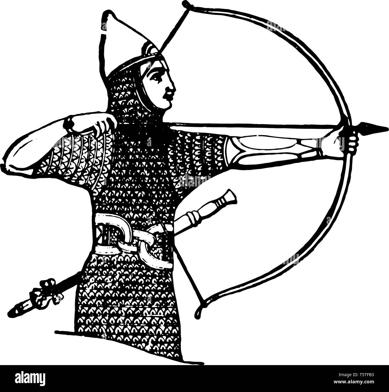 The image shows the Assyrian archer. He has an arrow and bow in his ...