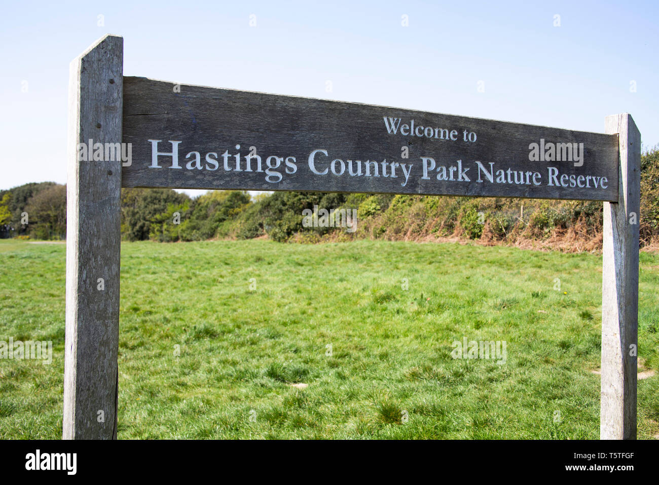 Hastings Country Park Nature Reserve sign Stock Photo - Alamy