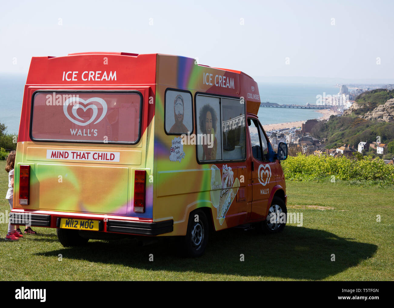 People queueing at Ice cream van, Hastings Stock Photo - Alamy