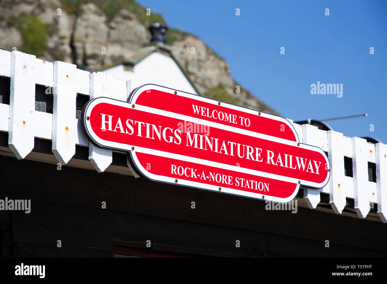 Hastings Miniature Railway sign Stock Photo - Alamy
